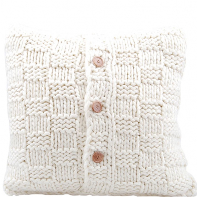 CUSHION COVER KNITTED BUTTON 50X50CM CREAM